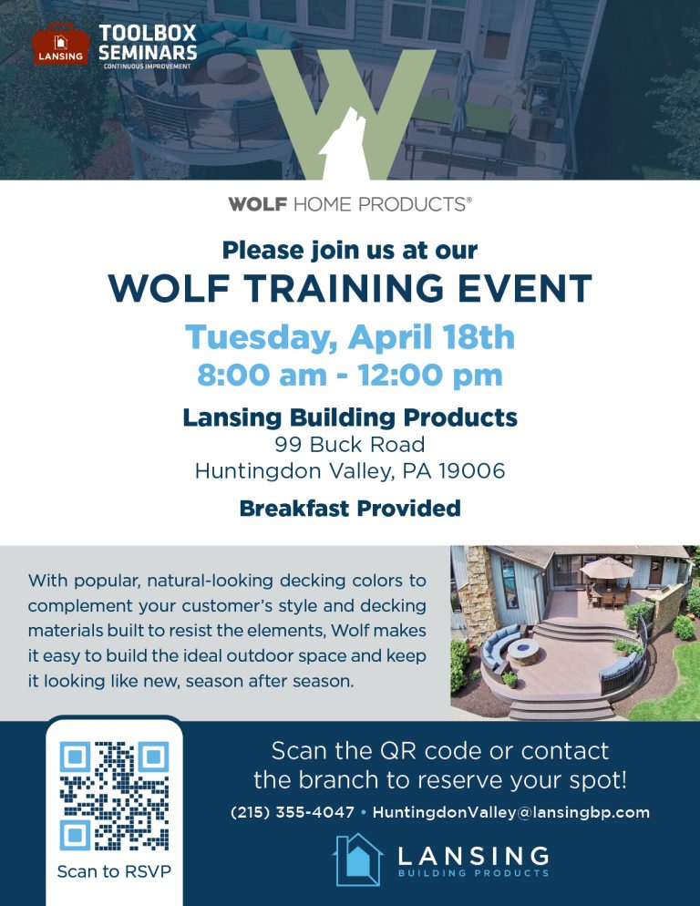 ToolBox Seminar - Wolf - Lansing Building Products