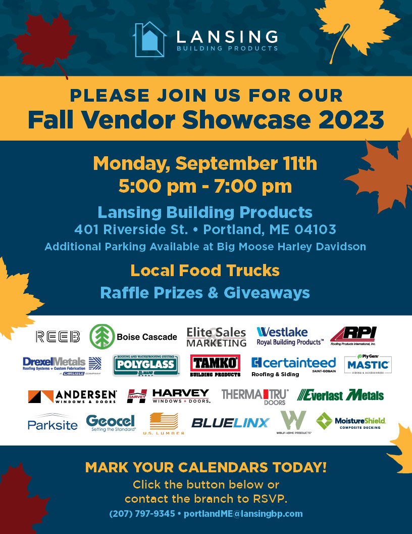 Fall Vendor Showcase 2023 - Lansing Building Products