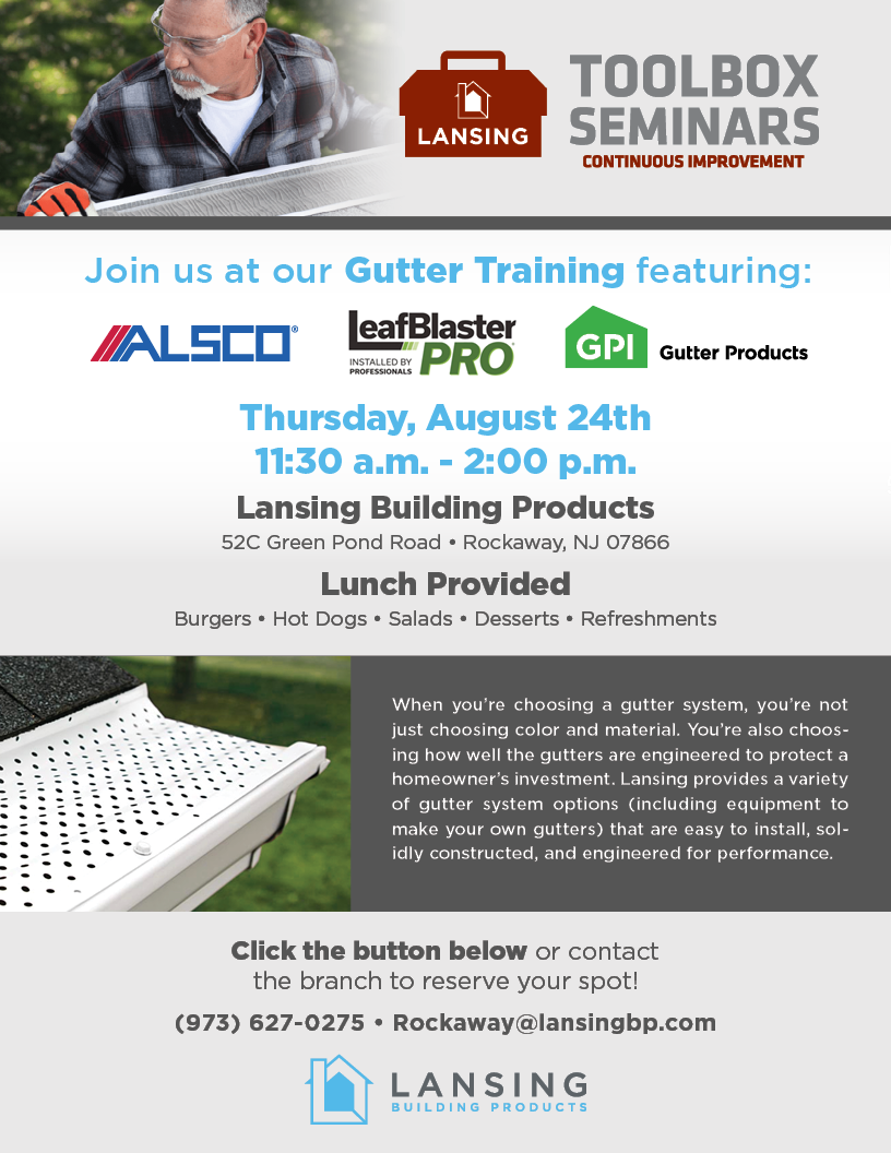 Toolbox Seminar - Gutter Training - Lansing Building Products