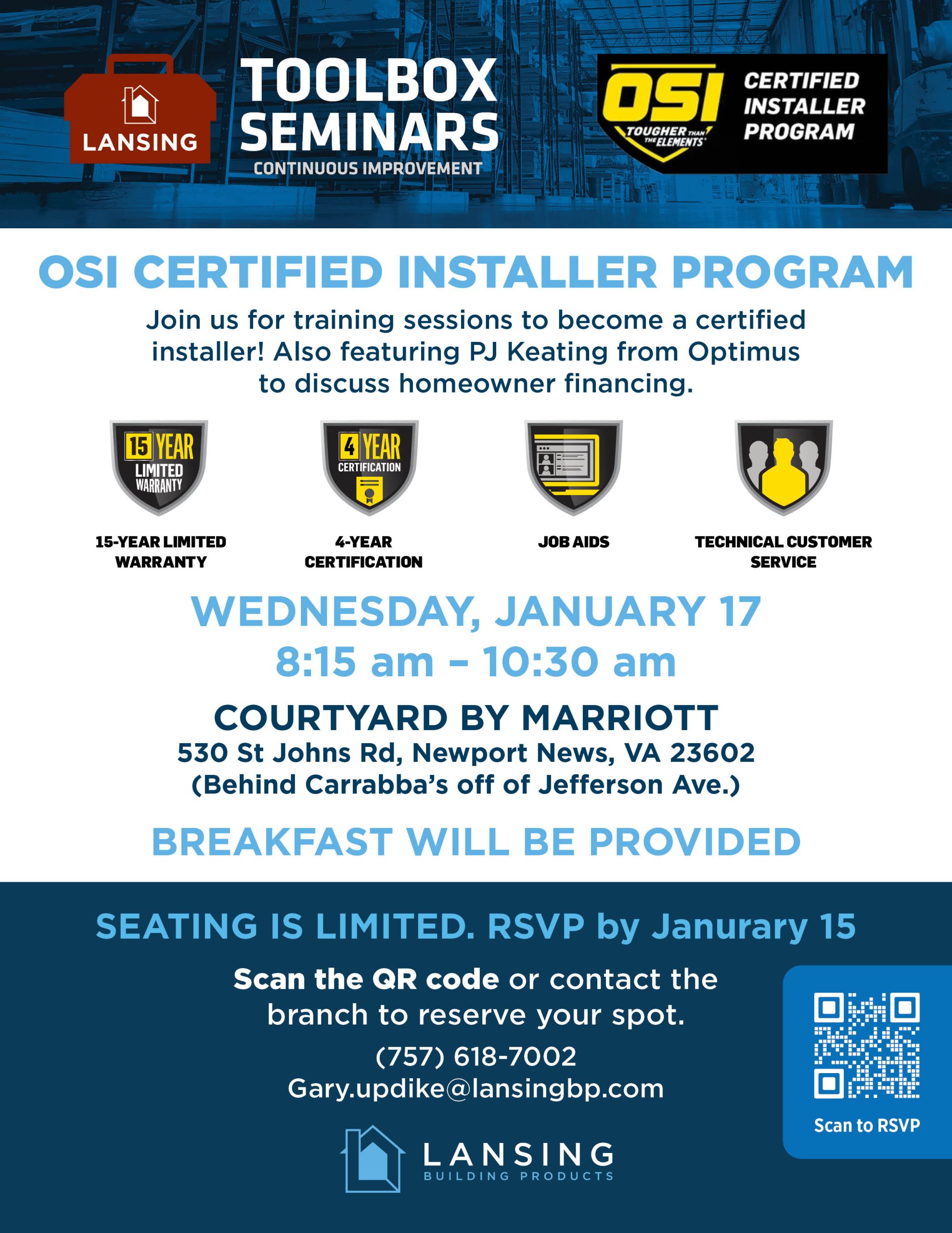OSI Certified Installer Training - Lansing Building Products