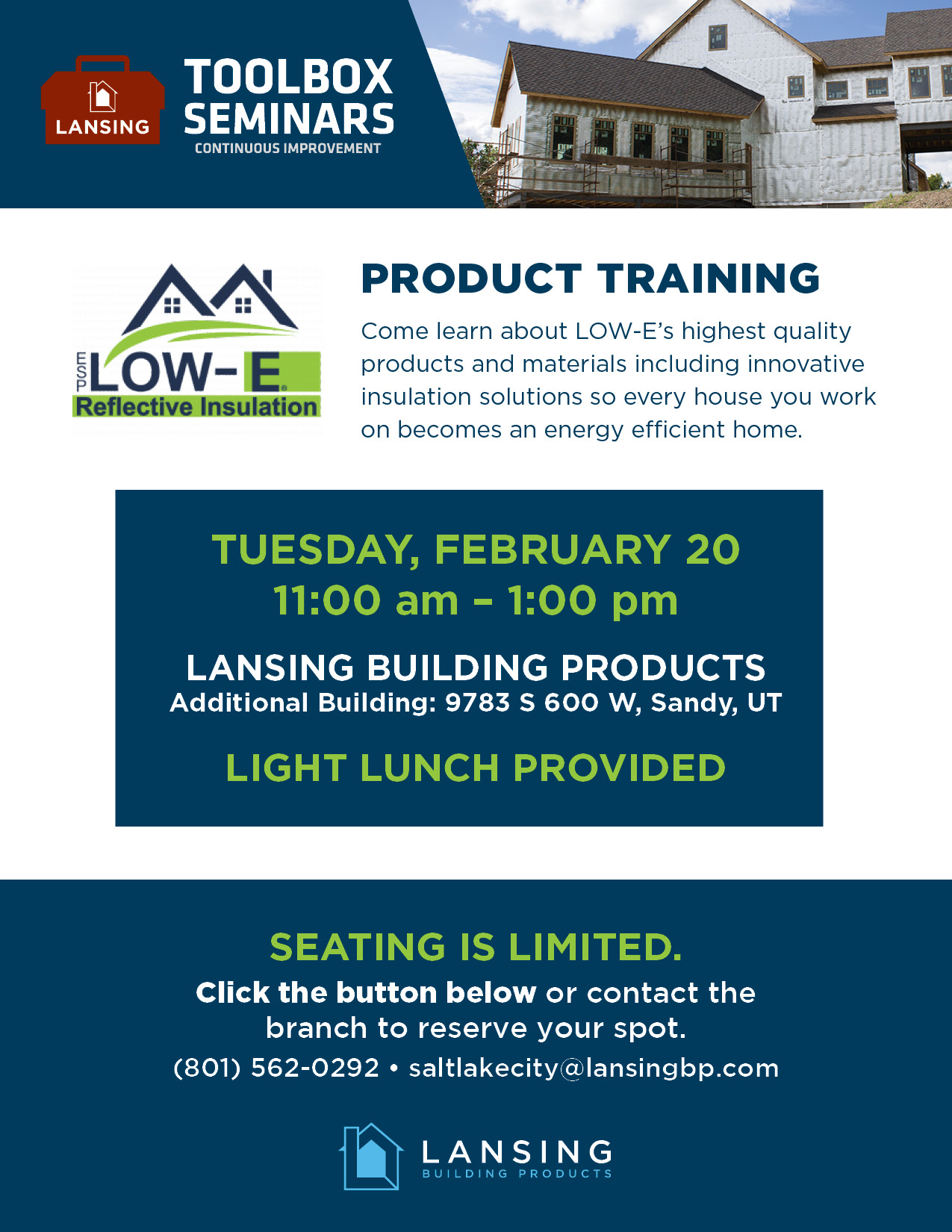 Toolbox Seminar - LOW-E - Lansing Building Products