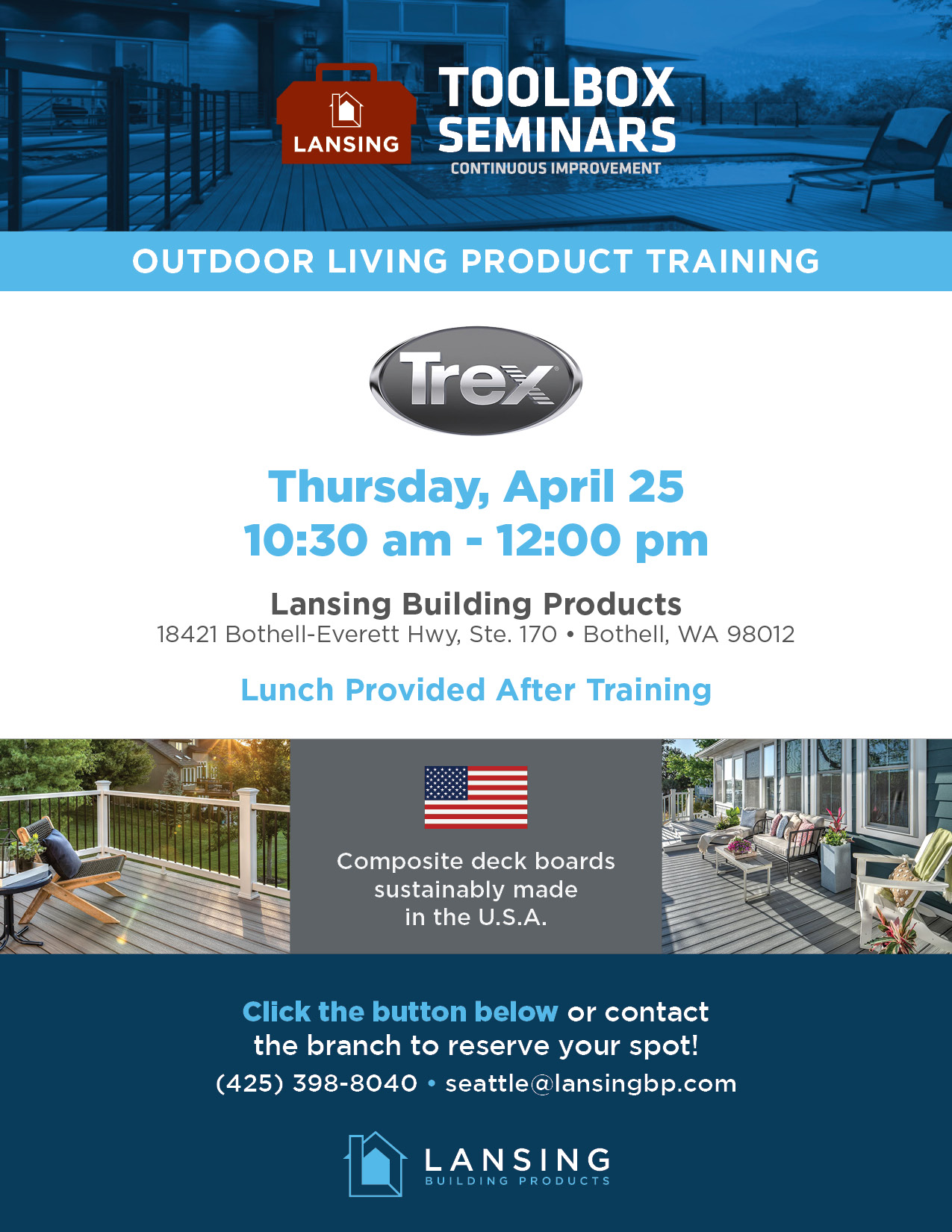Toolbox Seminar - Trex - Lansing Building Products Toolbox Seminar - Trex - Lansing Building Products