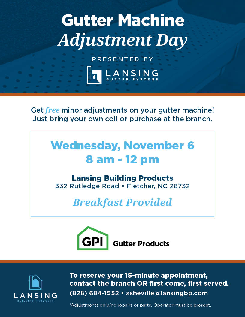 Gutter Machine Adjustment Day - Lansing Building Products