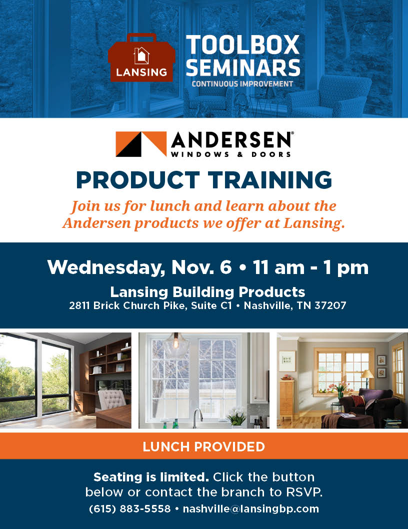 Toolbox Seminar - Andersen Lunch and Learn - Lansing Building Products