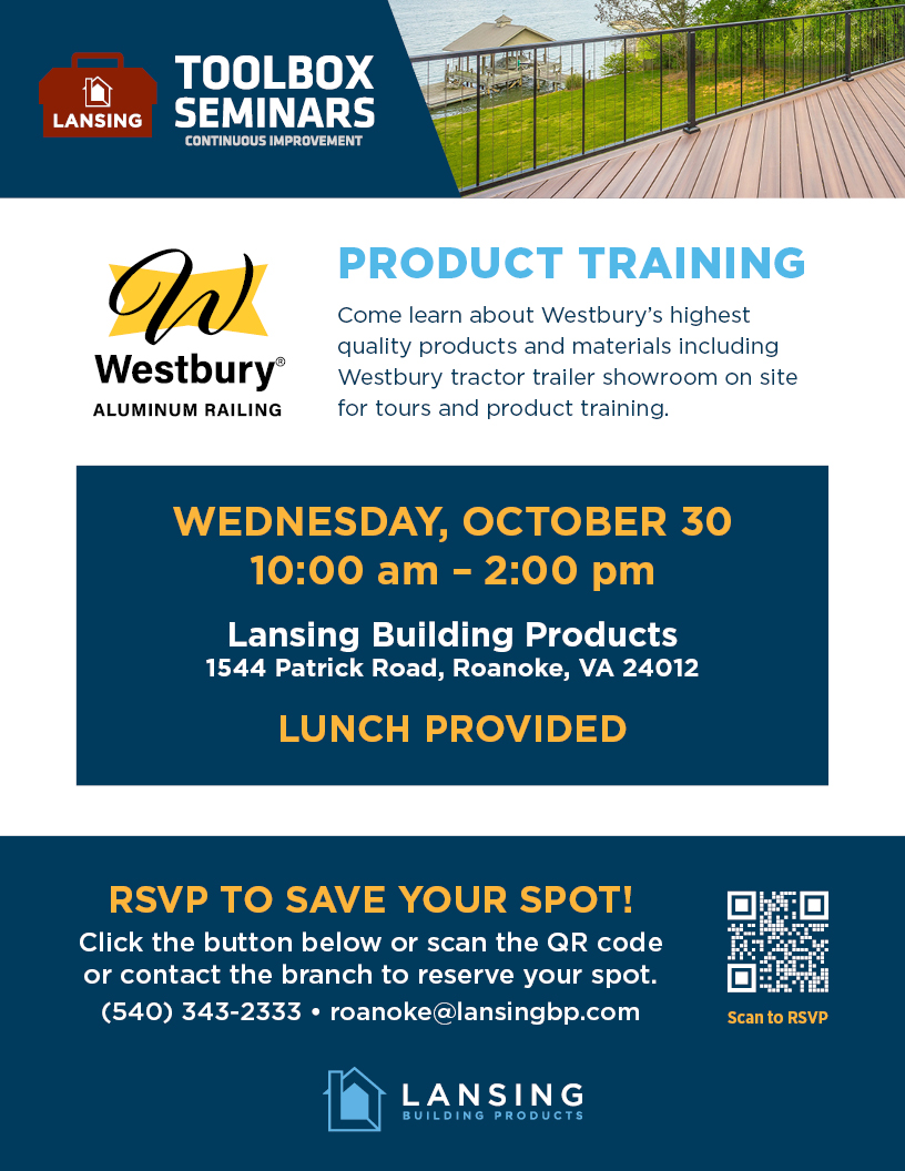 Westbury Railing Toolbox Seminar - Lansing Building Products