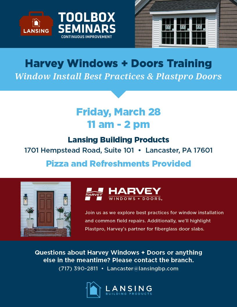 Harvey Windows + Doors Toolbox Seminar - Lansing Building Products