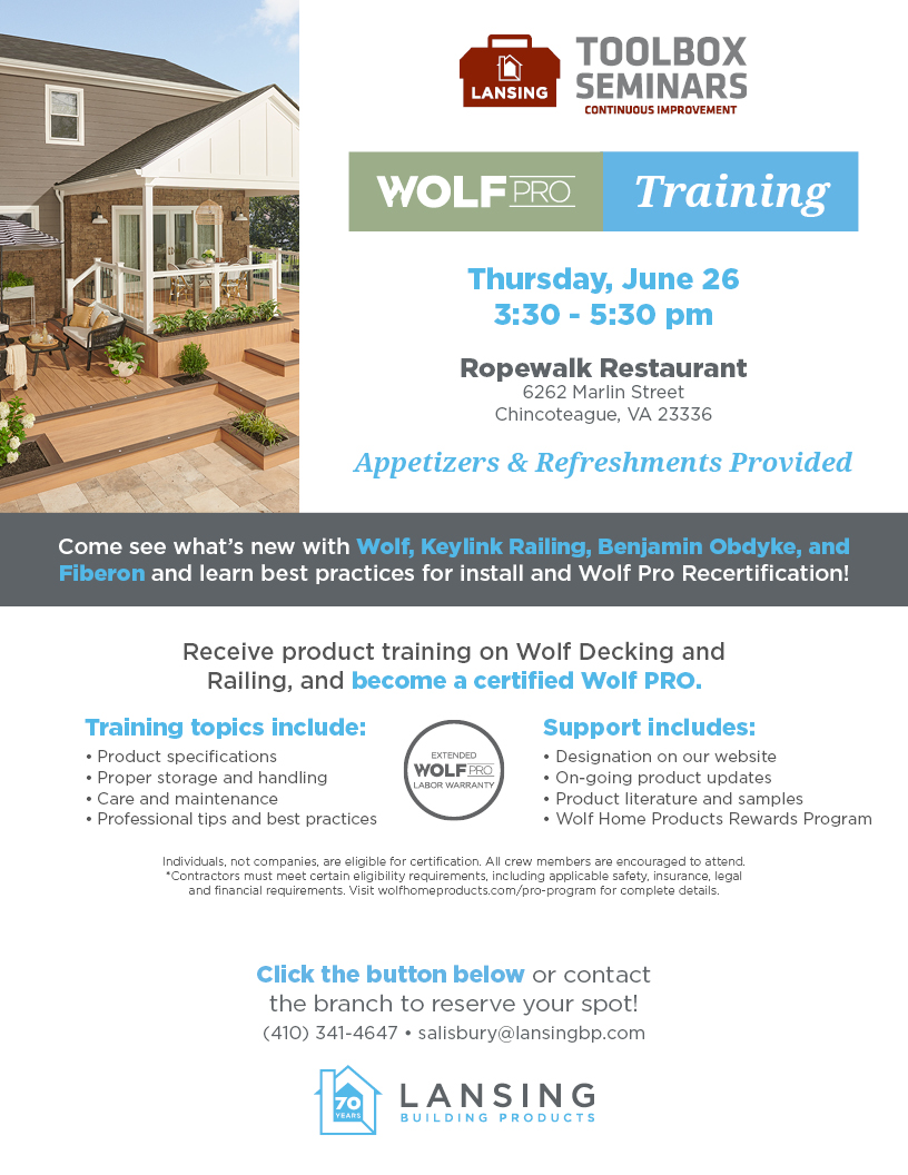 Wolf Toolbox Seminar - Lansing Building Products